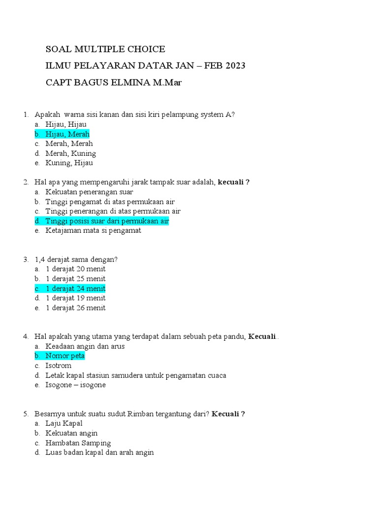 Naskah Soal Ipd Nautika Semester Iii D F e Dan C Jan - Feb 2023 | PDF