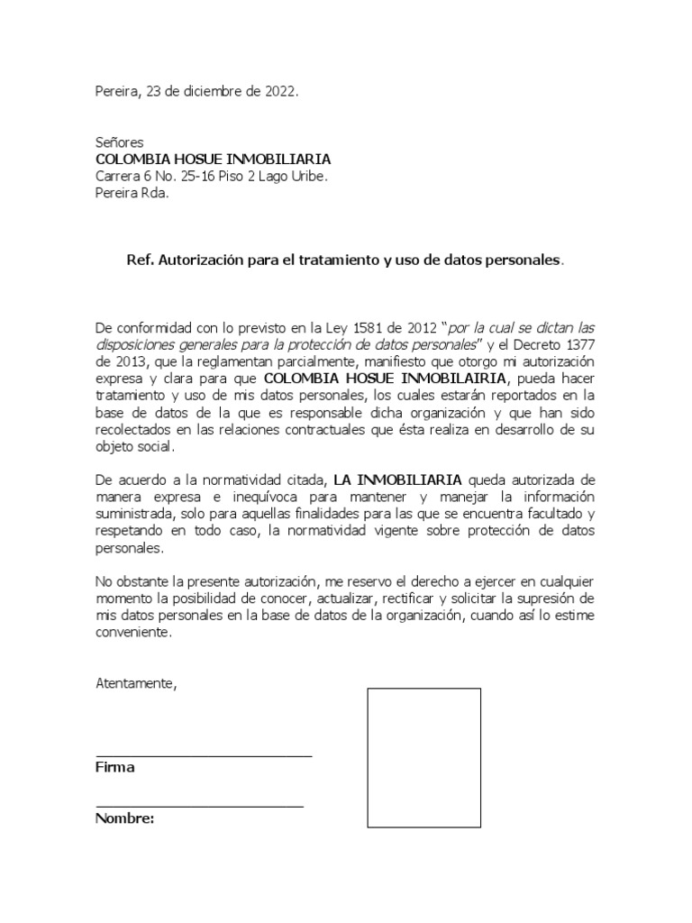 Modelo Carta Habeas Data | PDF