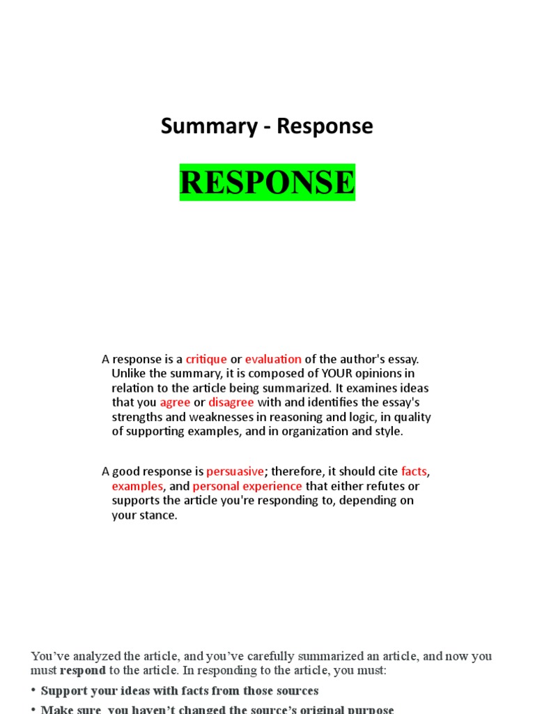 Summary Response | PDF | Essays | Reason