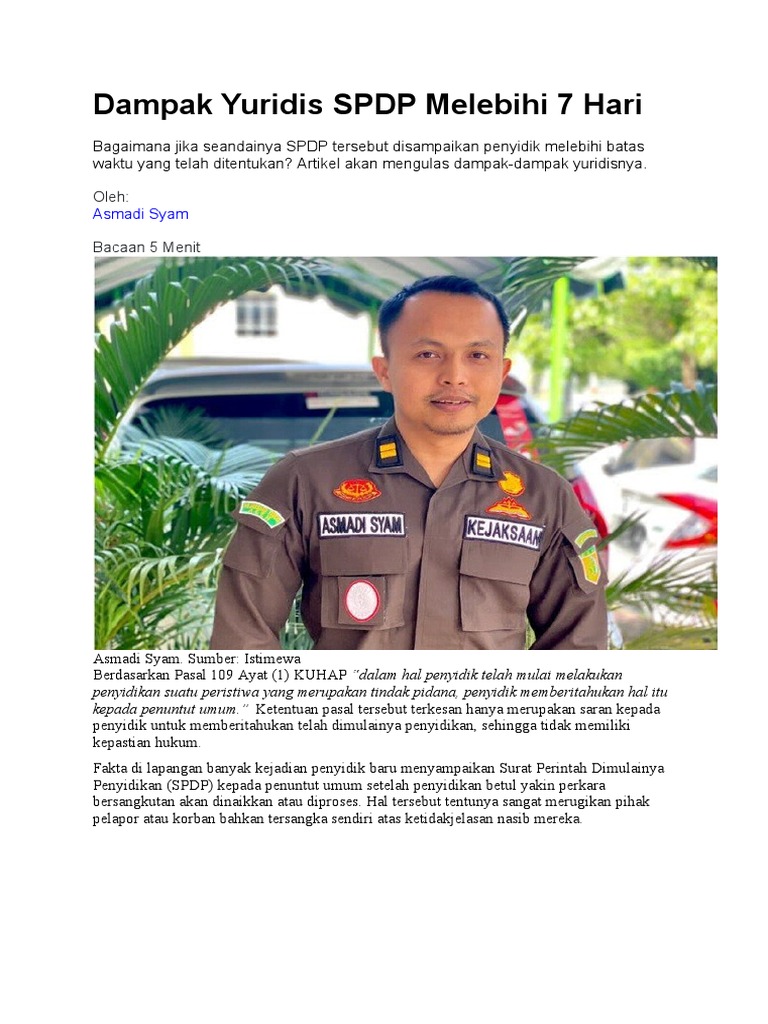Dampak Yuridis SPDP Melebihi 7 Hari | PDF