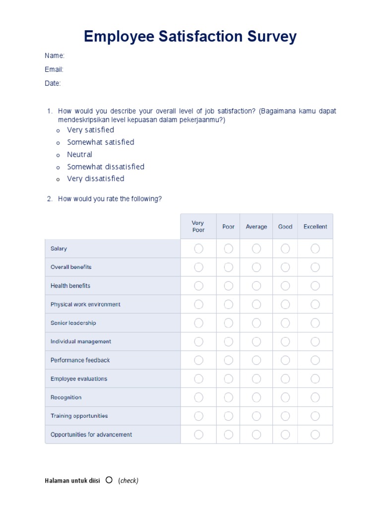 Employee Satisfaction Survey | PDF