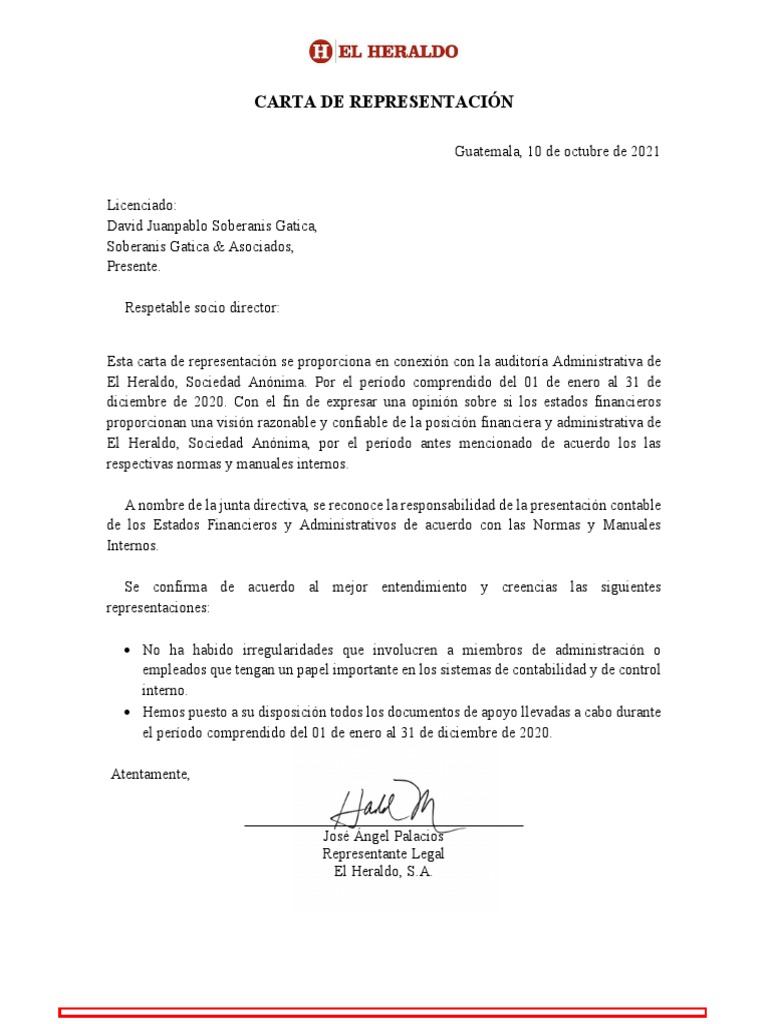 Carta de Representación | PDF