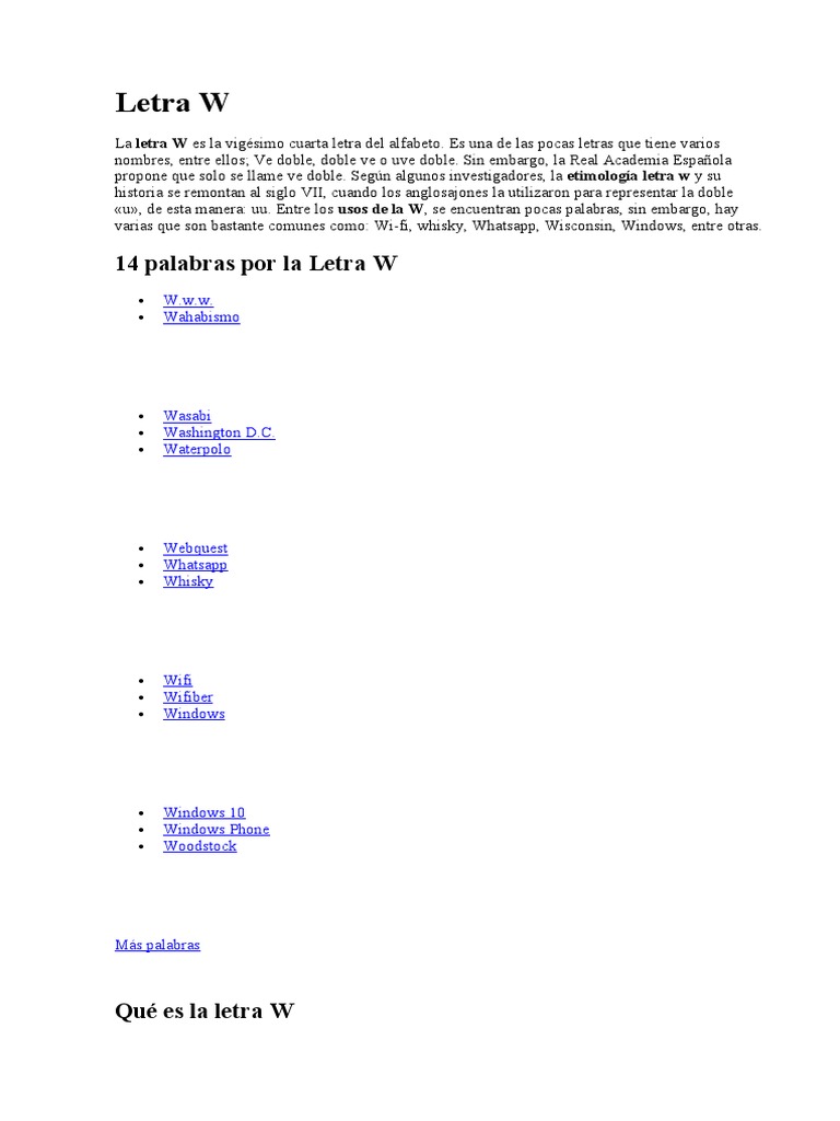 Reglas Ortográficas de La W | PDF | Alfabeto | Escritura latina