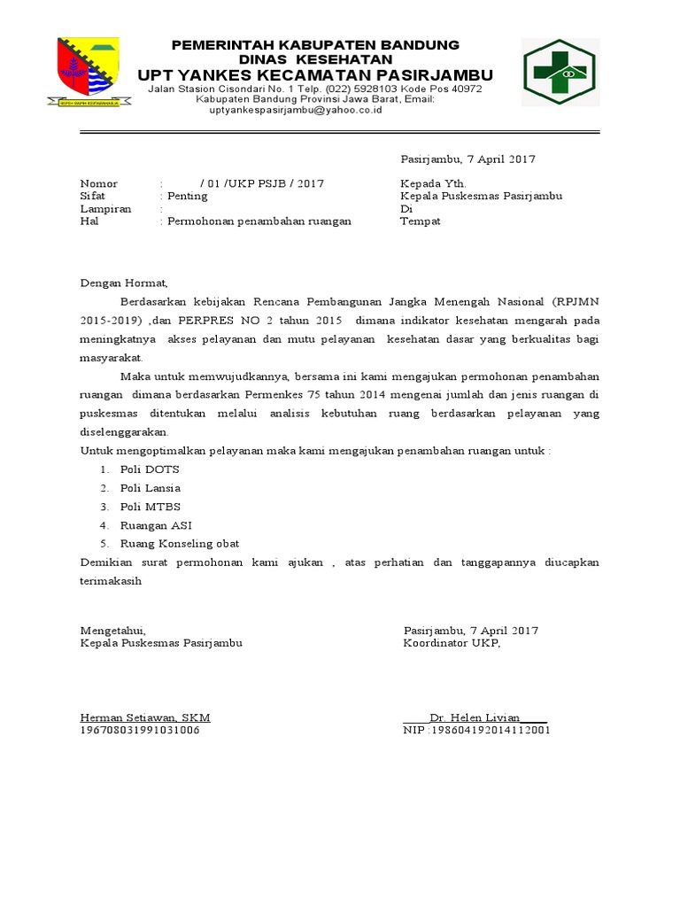 Permohonan Penambahan Ruang Fix | PDF | Kesehatan Holistik