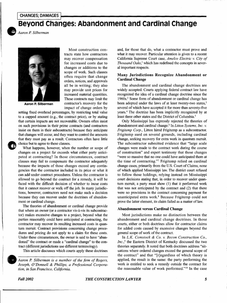 Cardinal Change and Abandonment Doctrine | PDF | Damages | Breach Of ...