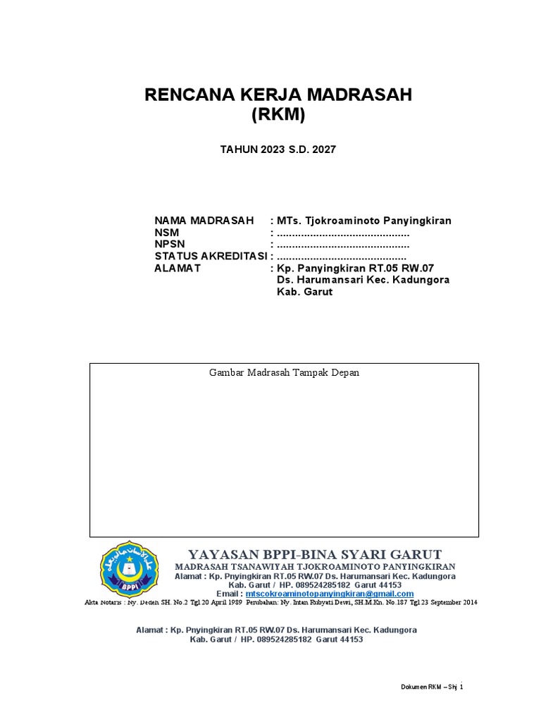 Rencana Kerja Madrasah RKM | PDF