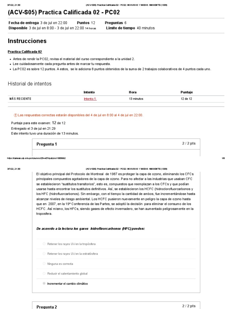 (Acv-S05) Practica Calificada 02 - Pc02 - Individuo y Medio Ambiente (1309) | PDF | Cambio ...