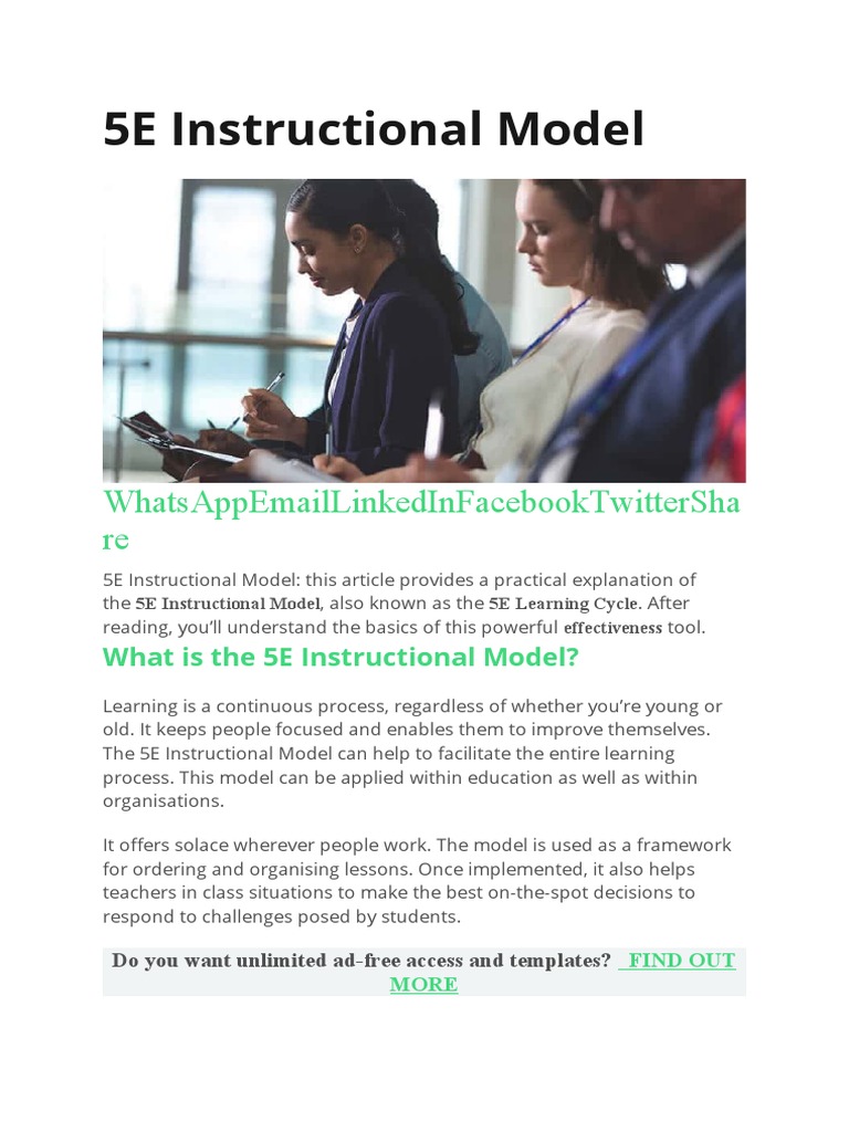 5e Instructional Model Pdf Teachers Learning
