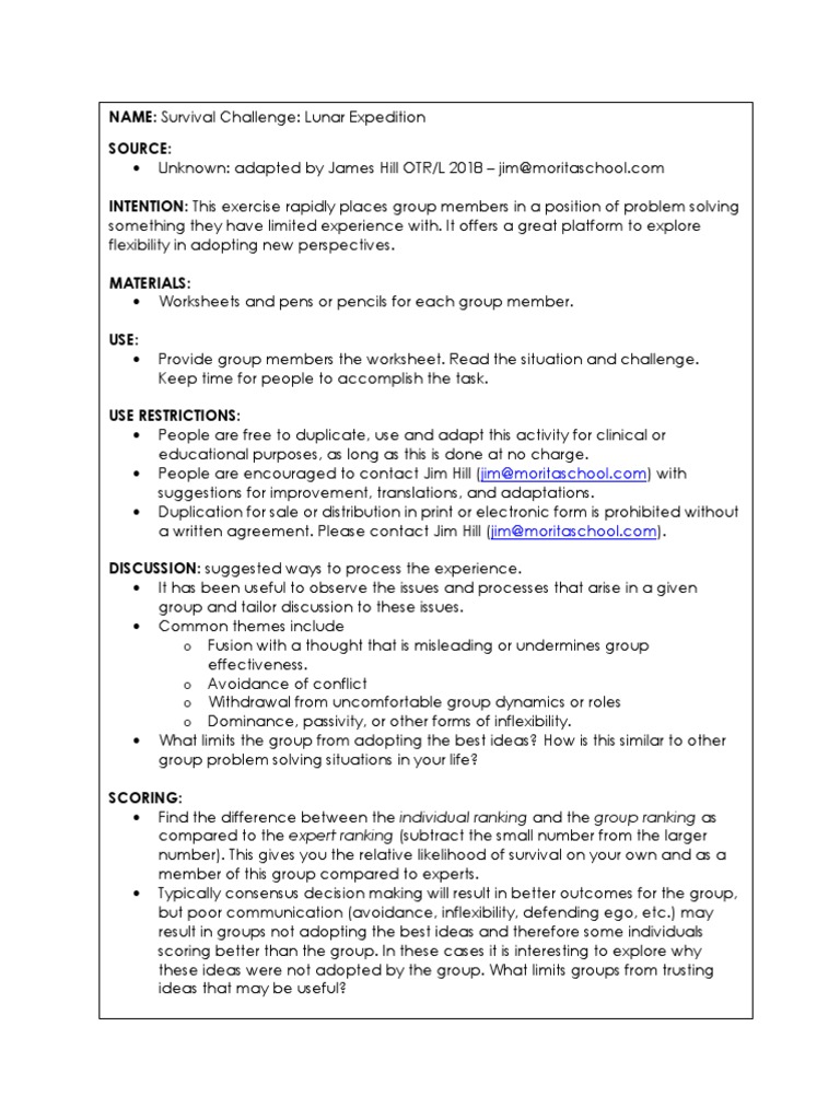 Nasa Survival | PDF | Moon