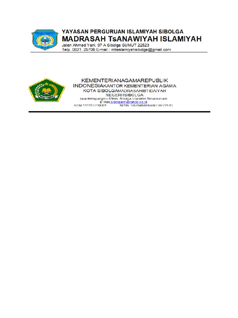 KOP Surat MIN 1 Dan MTs ISlamiyah | PDF