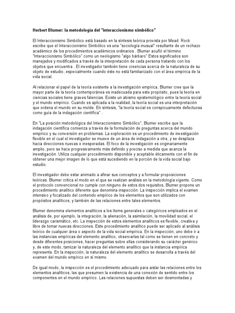 Herbert Blumer | PDF | Teoría | Empirismo