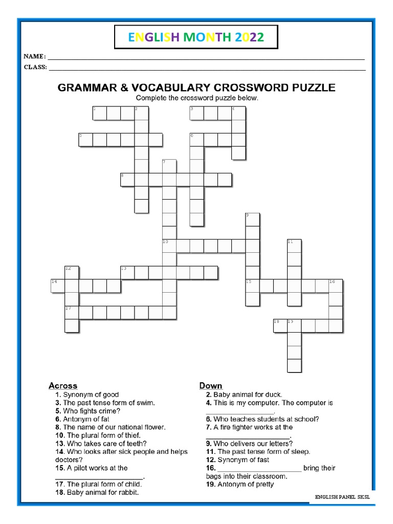5 CROSSWORD PUZZLE LEVEL 2 SKSL | PDF