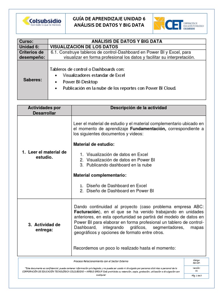 Guía de Aprendizaje Unidad 6 - Visualización de Datos | PDF | Big Data ...