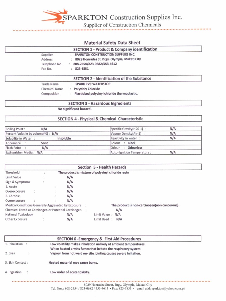 PVC Waterstop - Sparkton Constr. Supply Inc | PDF