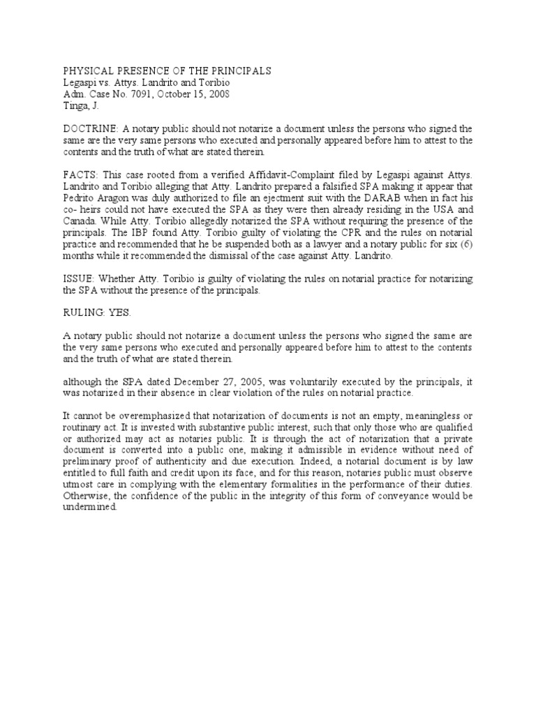 Legaspi vs. Attys. Landrito and Toribio | PDF