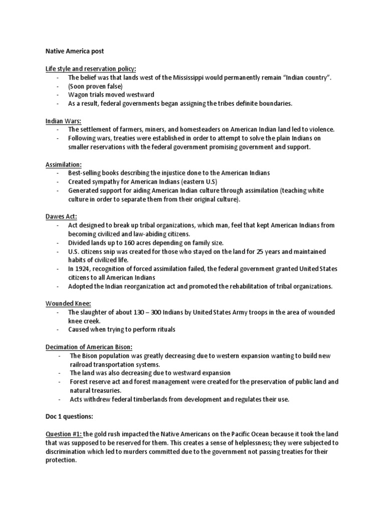 APUSH 1-30 Chart | PDF | Native Americans In The United States | Indian ...