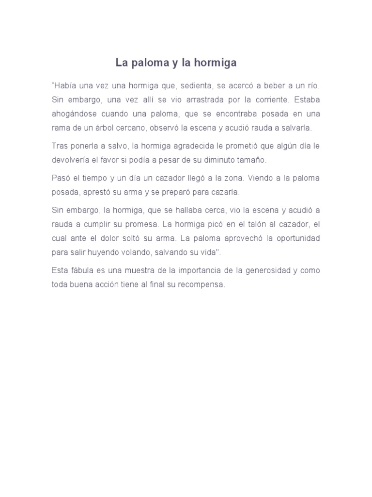 La Paloma y La Hormiga | PDF
