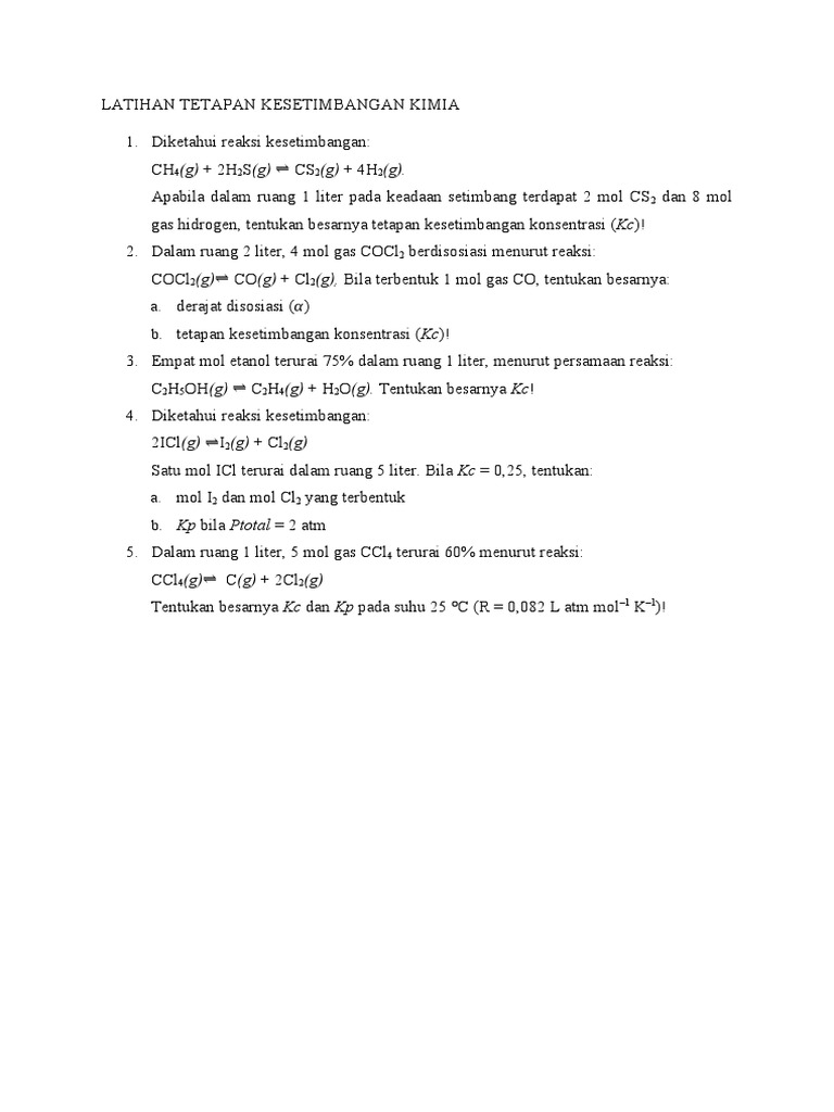 Latihan Tetapan Kesetimbangan Kimia | PDF