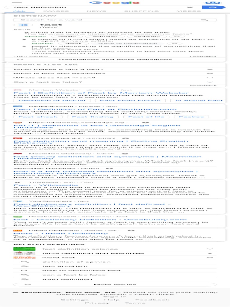 Fact Definition - Google Search | PDF | Definition | Dictionary