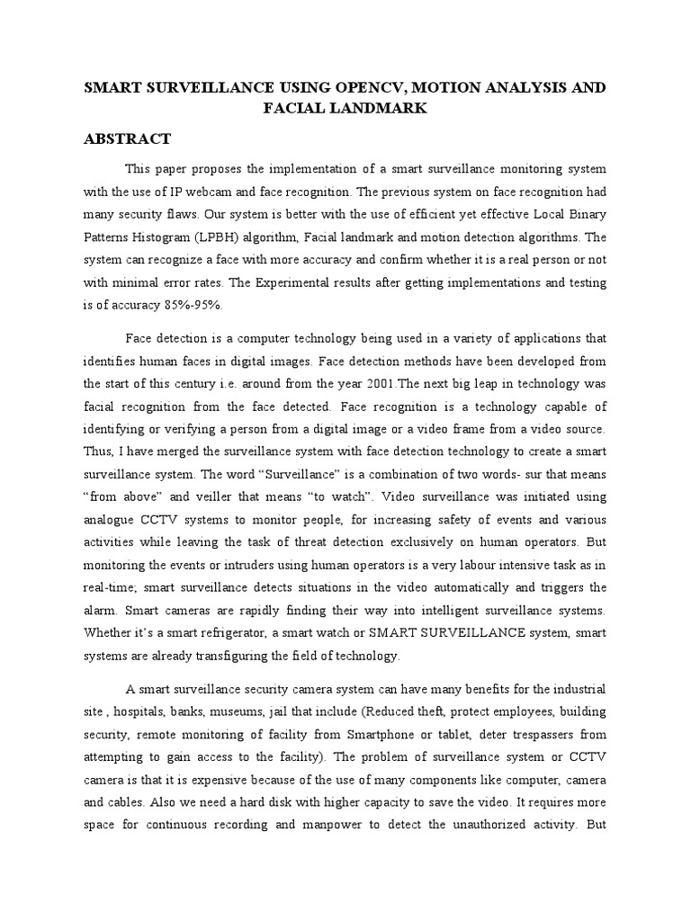 Smart Surveillance Using Opencv | PDF | Surveillance | Closed Circuit ...