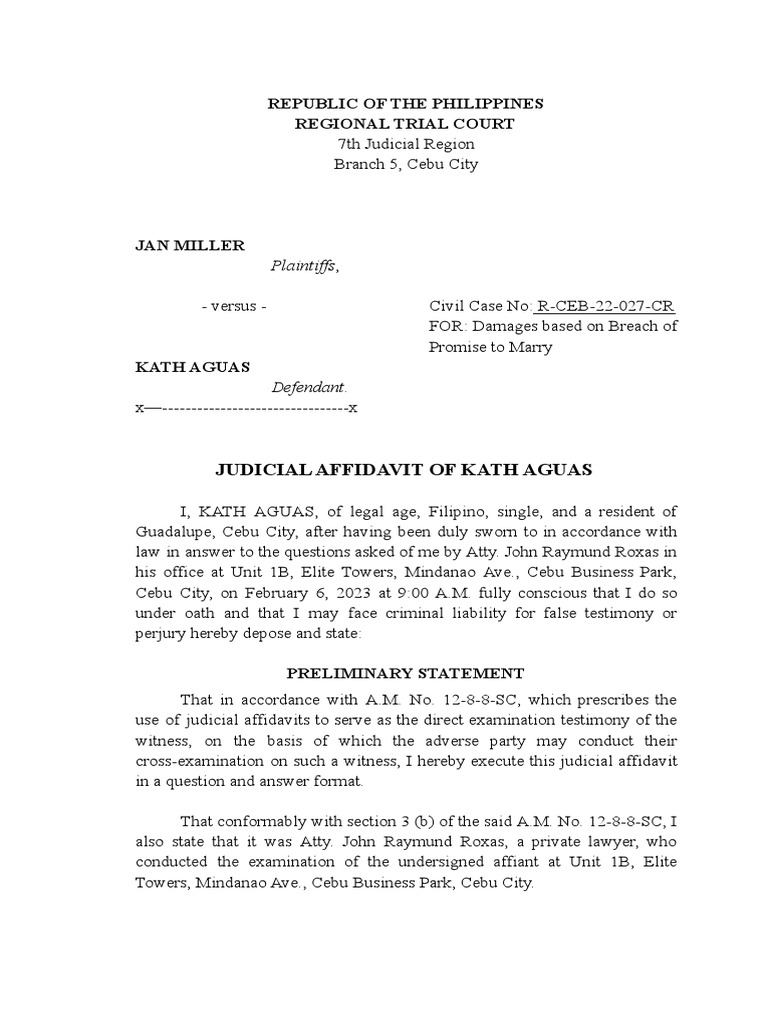 Annex 1 - Judicial Affidavit | PDF | Affidavit | Perjury