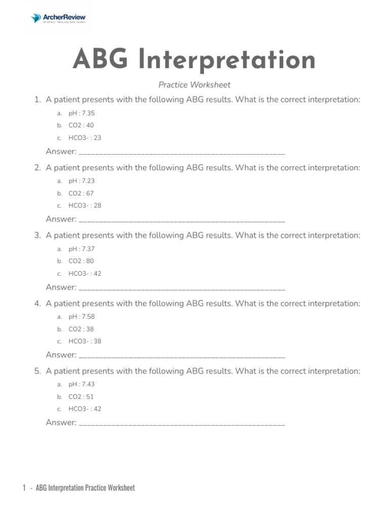 ABG Interpretation Worksheet | PDF | Endocrine | Diseases And Disorders