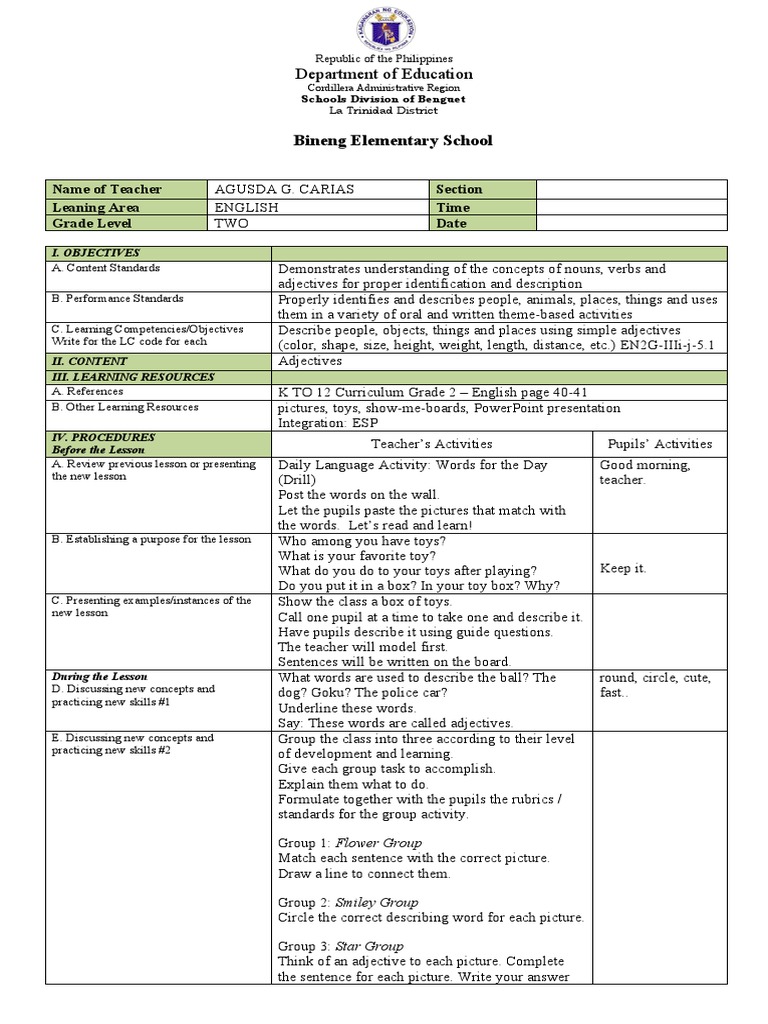 LP - English 2 | PDF | English Language | Adjective