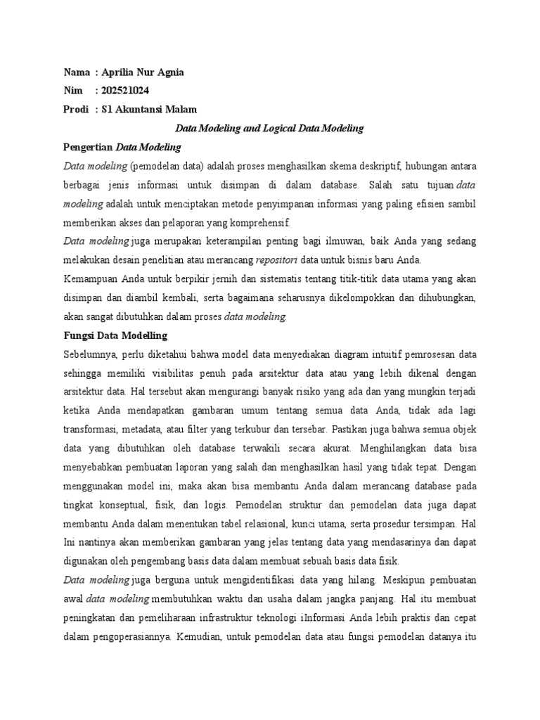 Data Modeling and Logical Data Modeling | PDF