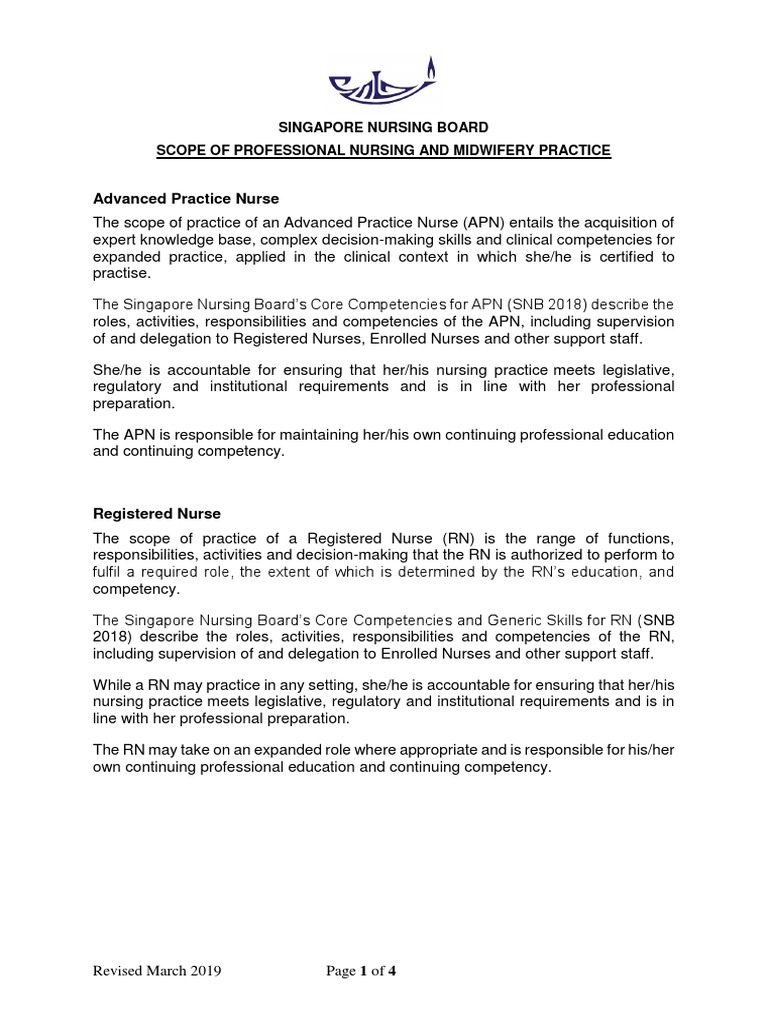 Professional Scope of Nursing Midwifery Practice March 2019 | PDF ...
