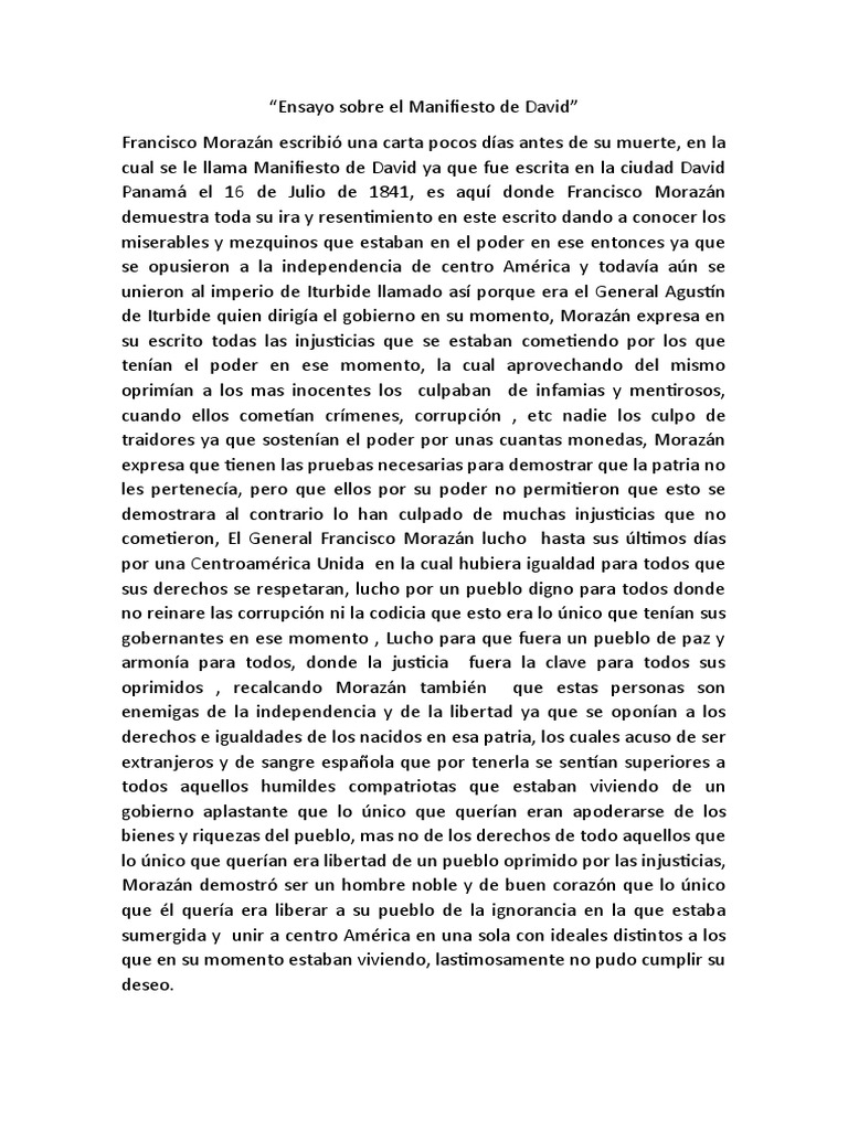 Ensayo Sobre El Manifiesto de David | PDF