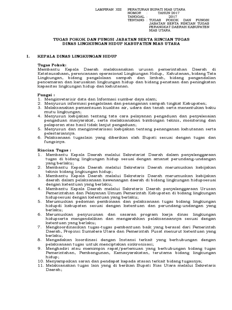 Lampiran 13 TUPOKSI DINAS LINGKUNGAN HIDUP | PDF