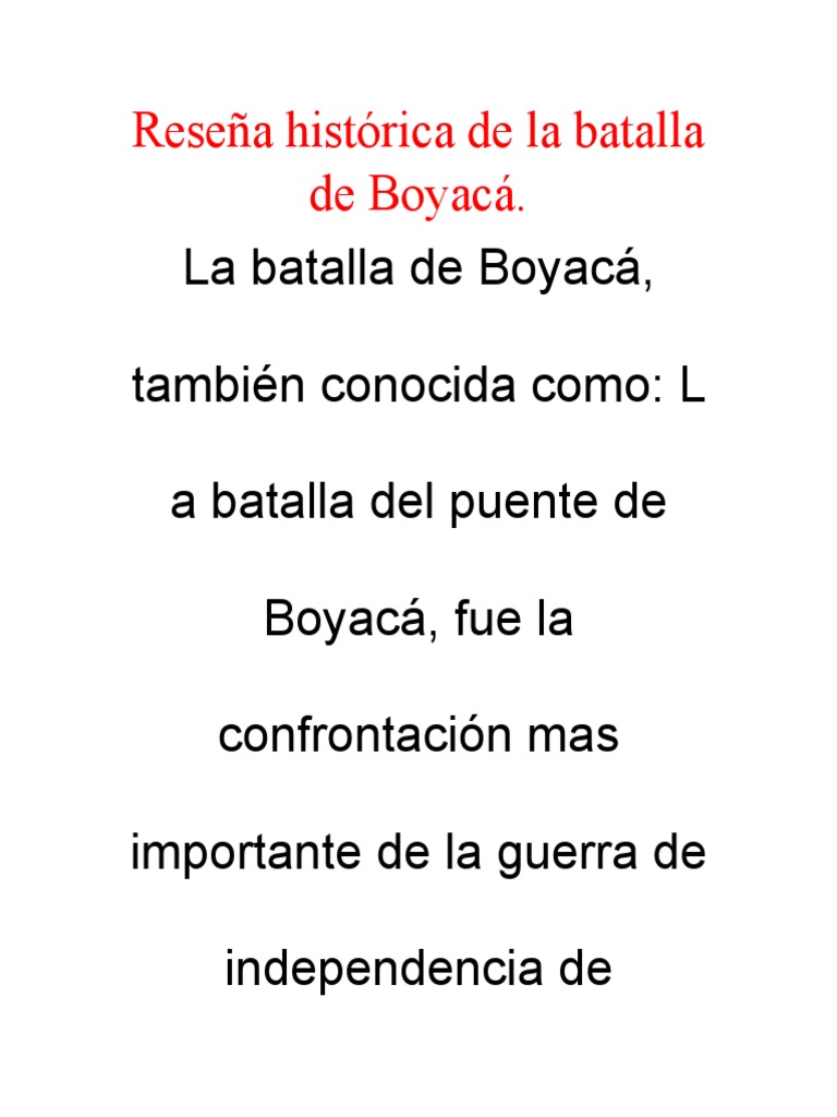 Reseña Histórica de La Batalla de Boyacá | PDF