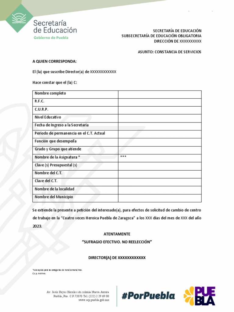 Constancia de Servicios | PDF