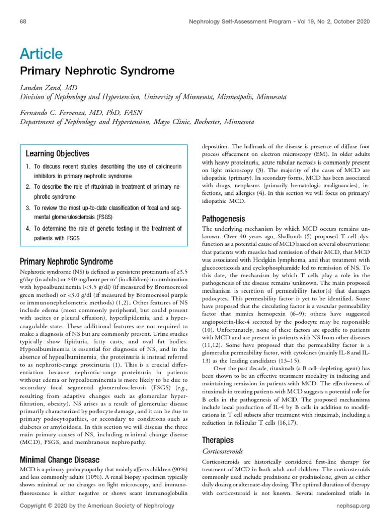 [1536836X - Nephrology Self-Assessment Program] Primary Nephrotic ...