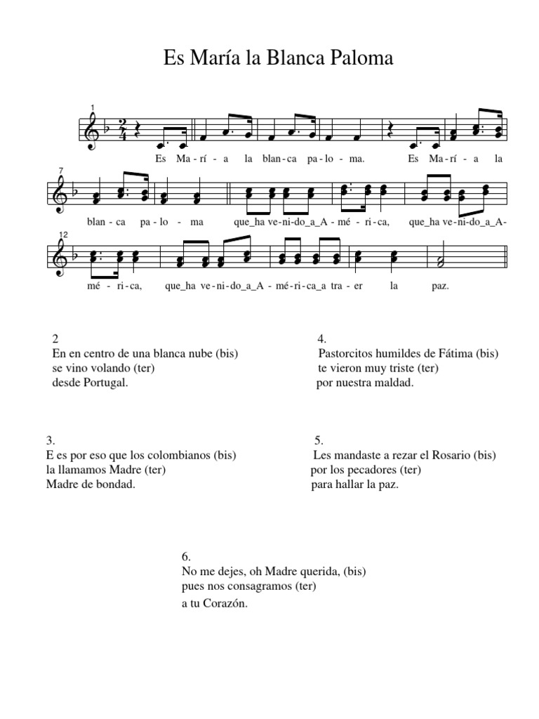 Es Maria La Blanca Paloma Coro | PDF