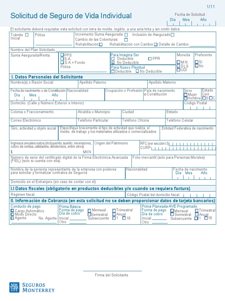 Solicitud de Vida Inicial | PDF | Seguro | Tarjeta de crédito