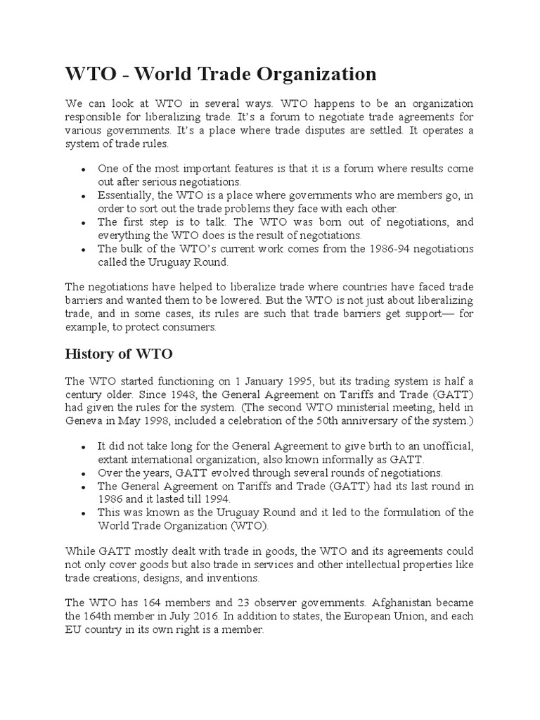 WTO - World Trade Organization | PDF | World Trade Organization | Doha Development Round