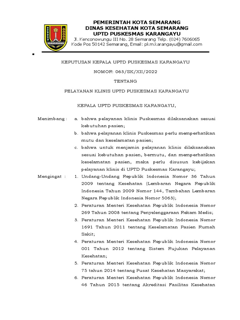 3.1.1.2 SK Pelayanan Klinis | PDF