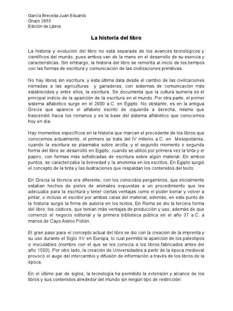 La Historia Del Libro | PDF | Libros | Escritura