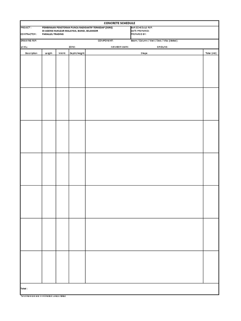 Concrete Schedule for DSRS Project | PDF