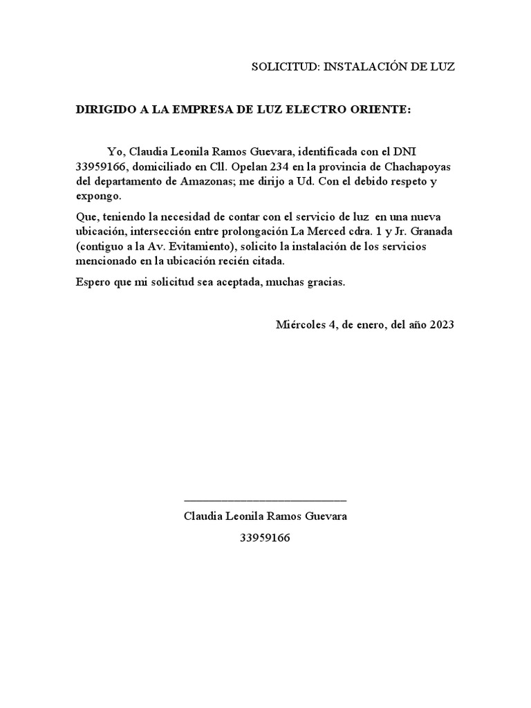 Solicitud de Luz y Desague | PDF