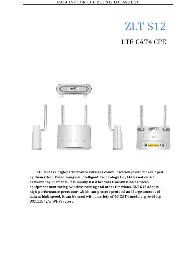 ZLT S12 Datasheet-V3.5 | Download Free PDF | Wi Fi | Computer Network