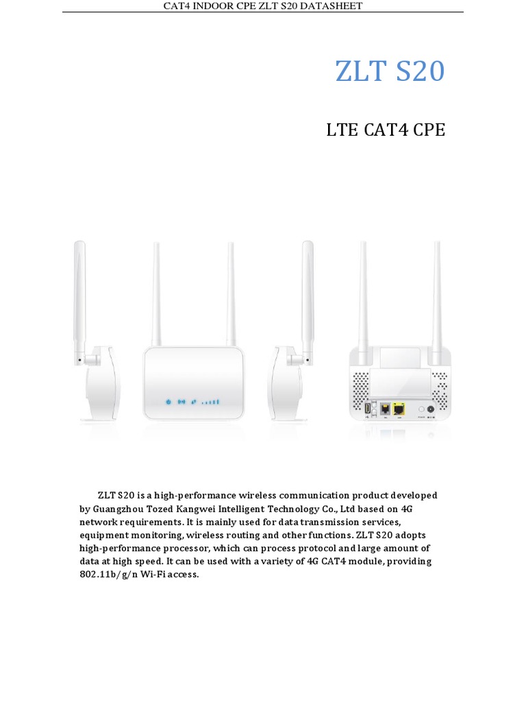 ZLT S20 Spec-V1.1.7 (26509) | PDF | Wi Fi | Computer Network