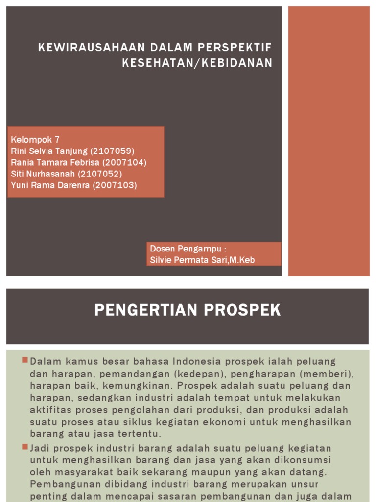 Kel 7 KEWIRAUSAHAAN DALAM PERSPEKTIF KESEHATAN | PDF