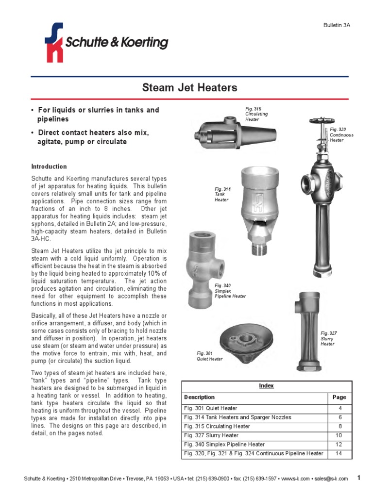 Steam Jet Heaters Overview and Applications | PDF | Steam | Pressure