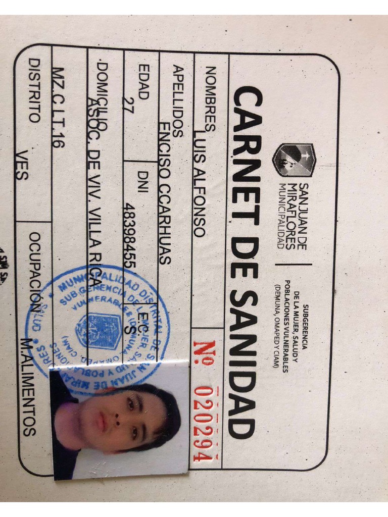 Carnet de Sanidad Mirasur | PDF