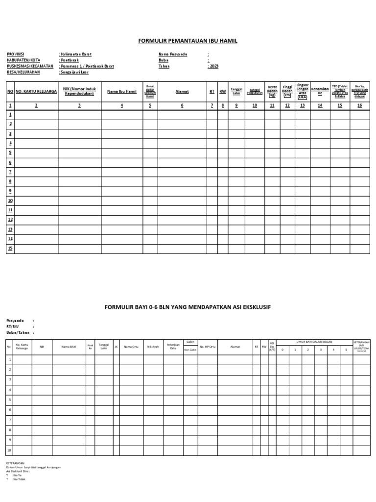 Form Kohort Posyandu | PDF