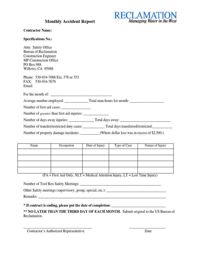 Monthly Accident Report | PDF
