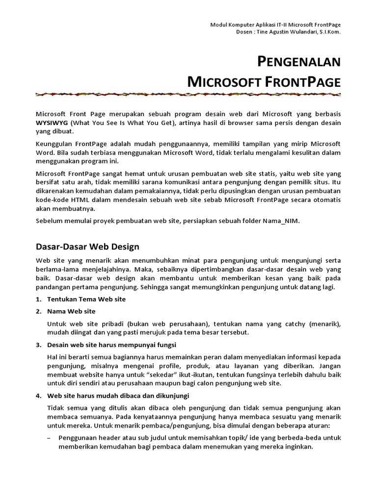 Pengenalan Ms FrontPage | PDF