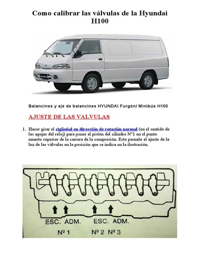 Como Calibrar Las Válvulas de La Hyundai H100 | PDF
